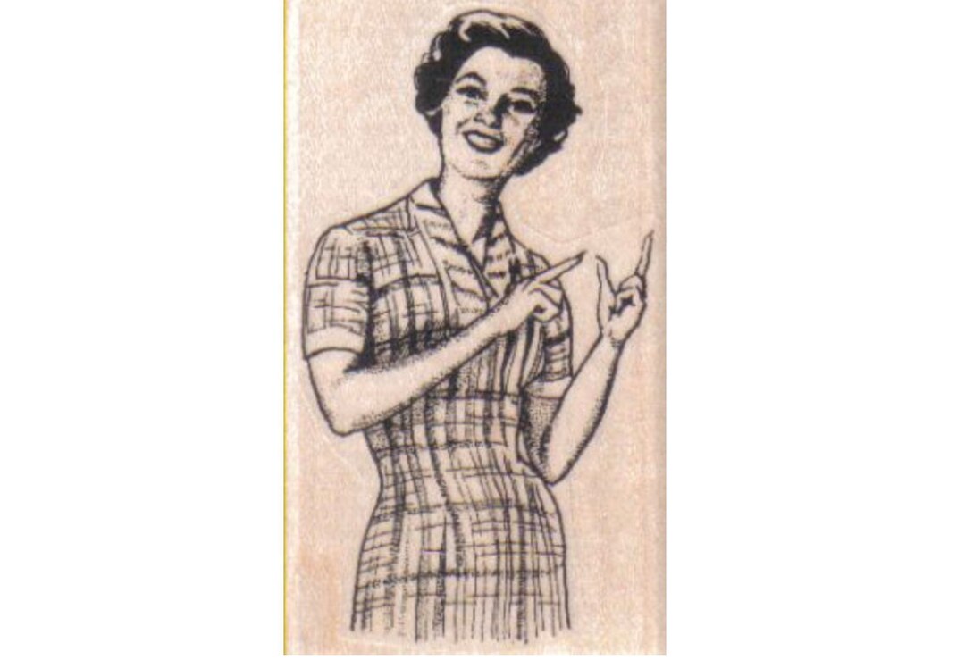 Rubber Stamp Woman Pointing Retro 1950 Housewife Scrapbooking Supplies ...