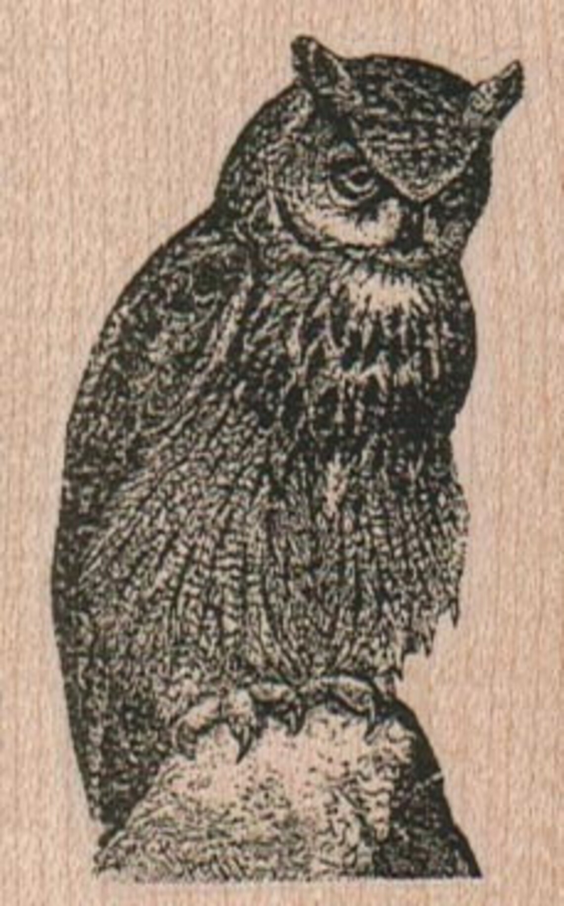 Horned Owl Rubber Stamp Wood Mounted 16704 - Etsy
