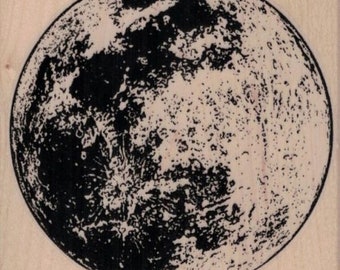 Rubber Stamp Scowling Moon Wood Mounted Scrapbooking Supplies | Etsy