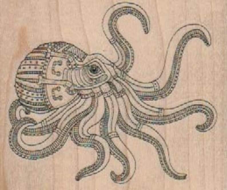 Rubber Stamp Steampunk Octopus Zentangle Squid Beach Fish Scrapbooking ...