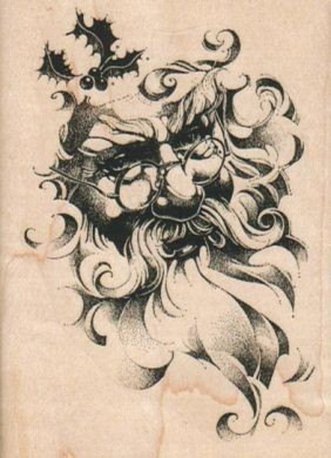 Christmas Rubber Stamp Santa Clause Face Wood Mounted Stamp 14721 ...