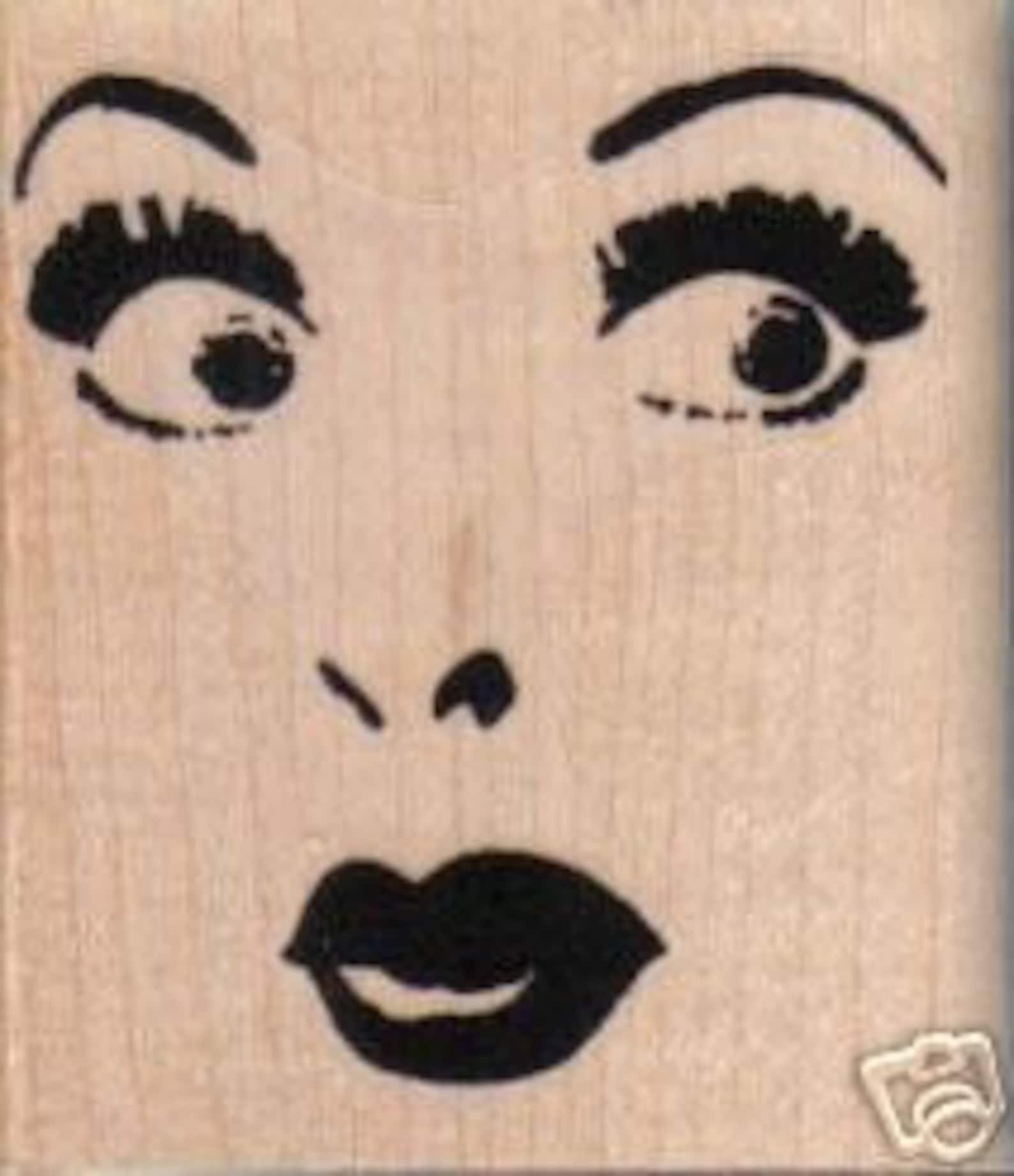Woman Facial Features Face Stamp Wood Mounted Rubber Stamp - Etsy