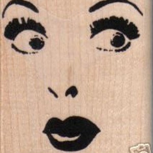 Woman Facial Features Face Stamp Wood Mounted Rubber Stamp Stamp Number ...