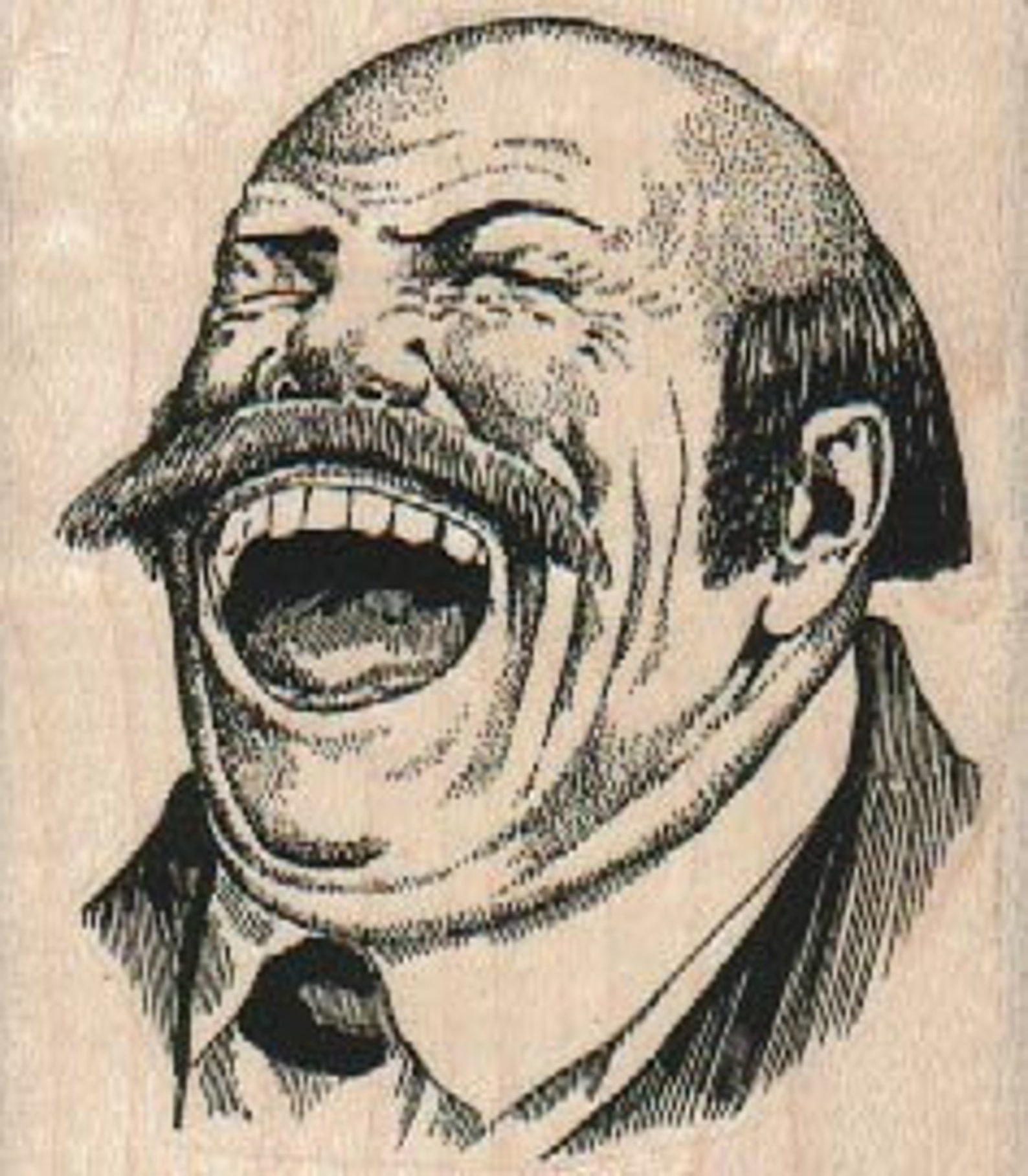 Rubber Stamp Laughing Man Victorian Bald Mustache 18614 - Etsy