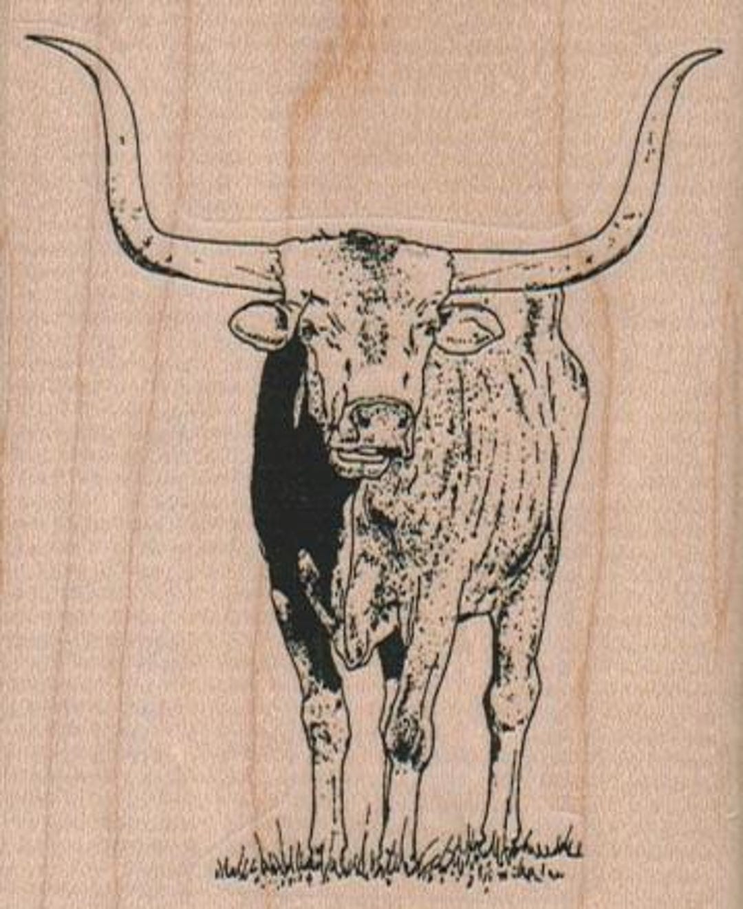 Longhorn Steer Rubber Stamp Wild West Cowboy Texas Animal Farm Ranch ...