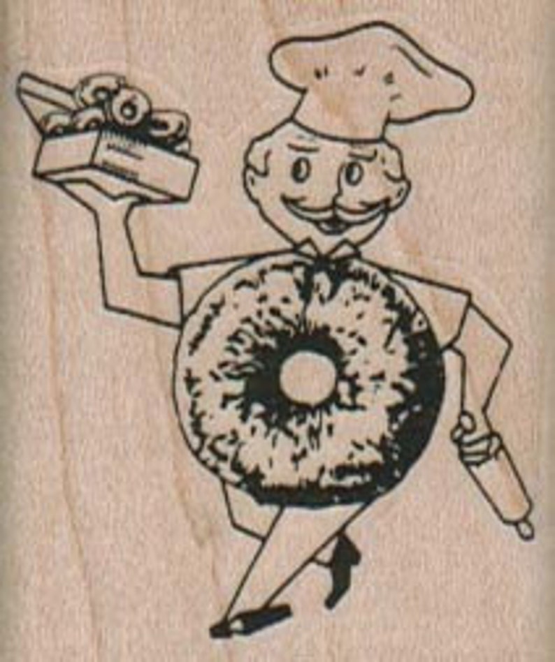 Rubber Stamp Man Donut Man With Donuts Retro Wood Mounted Scrapbooking ...