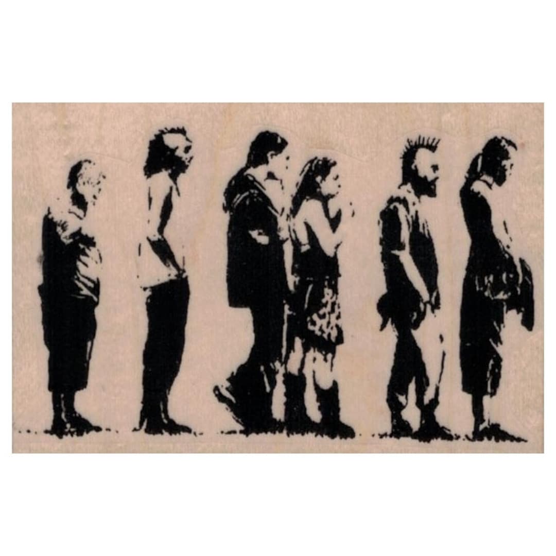 Rubber Stamp Banksy Line of Punks Stamping Graffiti Outsider Art ...