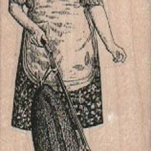 Woman Rubber Stamp Lady With Chicken/turkey Stamping Supplies Paper ...