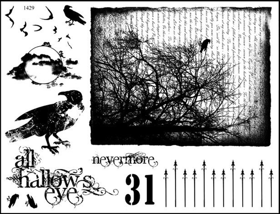 Unmounted Rubber Stamp Plate Black Bird,raven,goth Halloween Fantasy ...