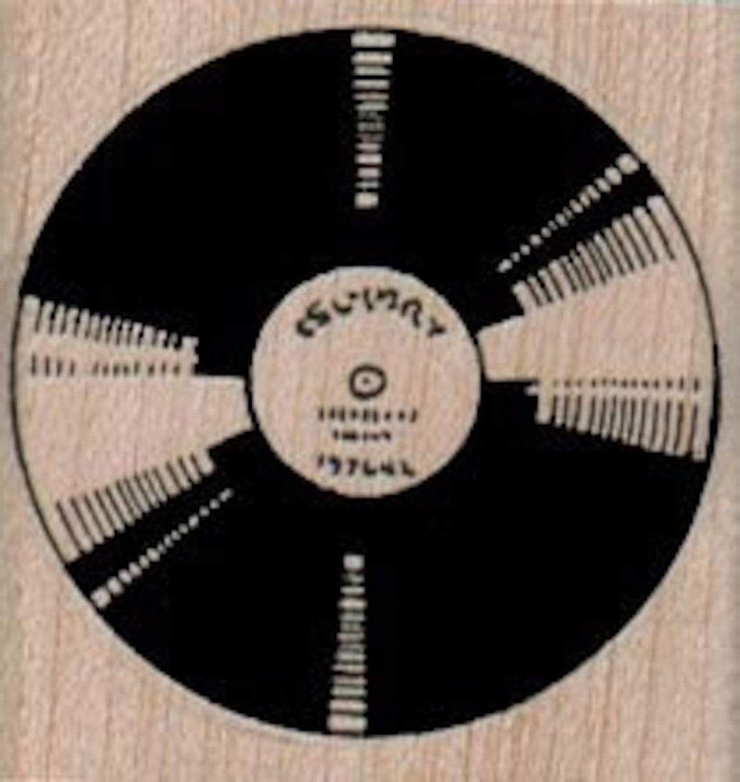 Rubber Stamp Vinyl Record Music Disc Retro Wood Mounted Unmounted Cling ...