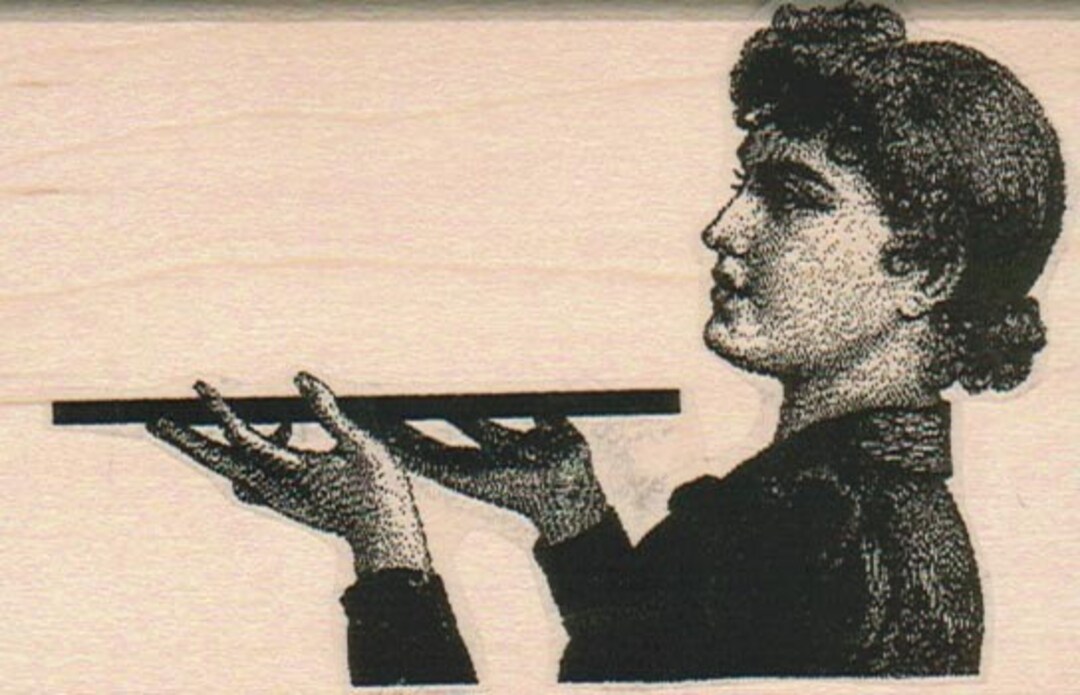 Rubber Stamp Woman With Tray Waitress Cling, Unmounted or Wood Mounted ...