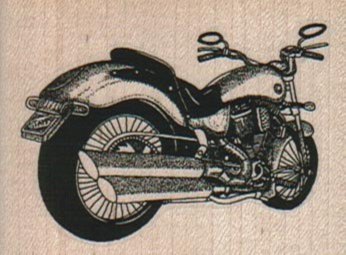 Rubber Stamp Vintage Motorcycle Wood Mounted Scrapbooking - Etsy