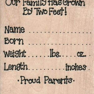 Quote Baby Announcement Our Family Has Grown Rubber Stamps Number 15306 ...