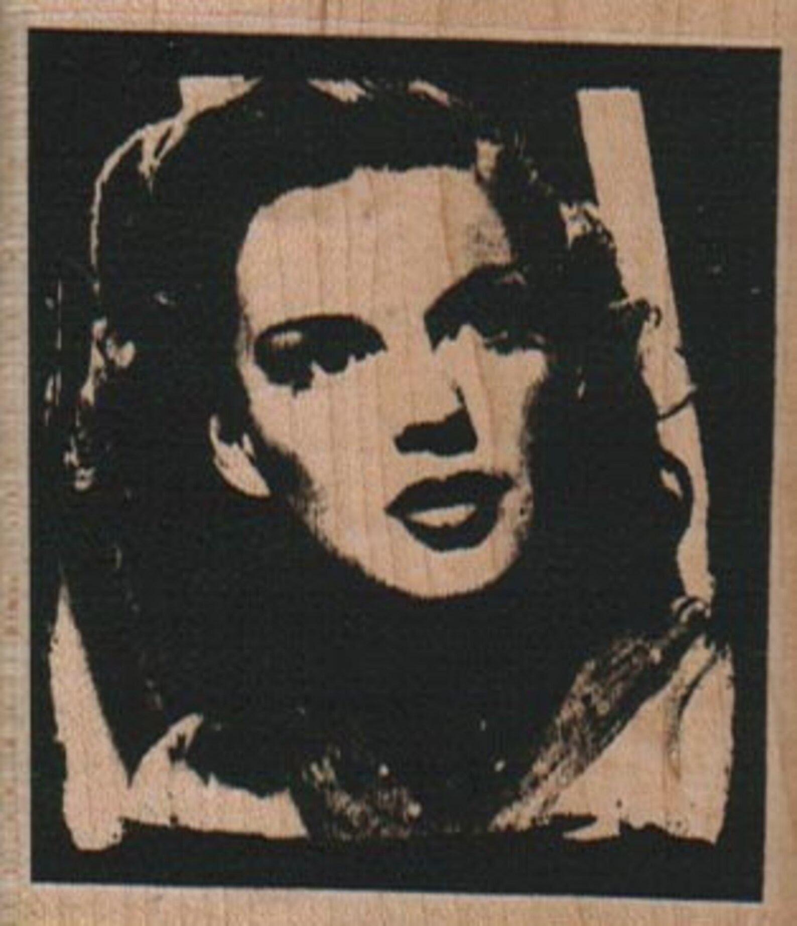 Christmas Rubber Stamp Woman Lady Face in Firl Wood Mounted Unmounted ...