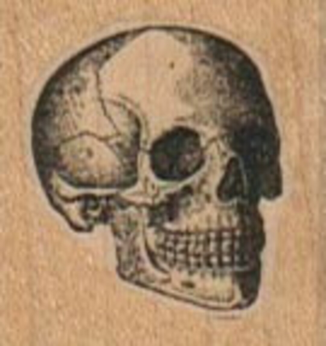 Small Skull Rubber Stamp Day of the Dead Rubber Stamps Wood Mounted ...
