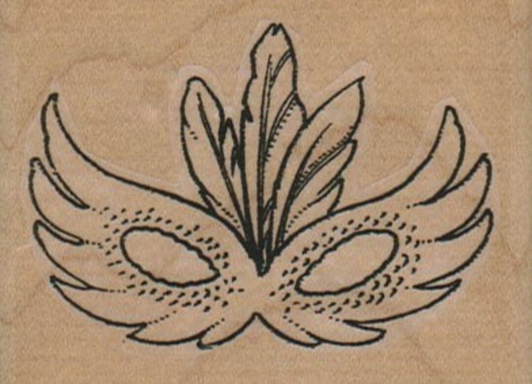Rubber Stamp Mardi Gras Masquerade Festive Mask Cling Stamp, Unmounted ...