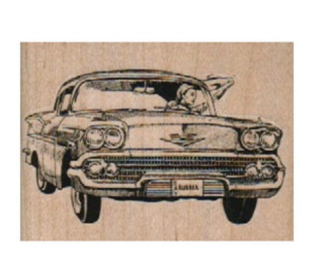 Rubber Stamp Woman Waving From Classic Car Lady Number 9670 Stamps ...