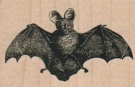 Rubber stamp Halloween vampire bat wood Mounted scrapbooking | Etsy