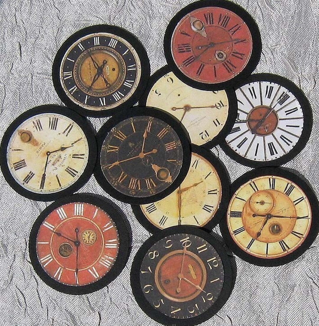 Paper Clock Face Embellishments - Series 1 - Set of TEN - for ...