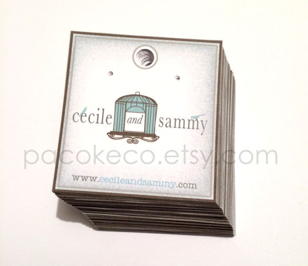 100 Customized 2 X 2 Inch Logo Business Cards, Hang Tags, Earring ...