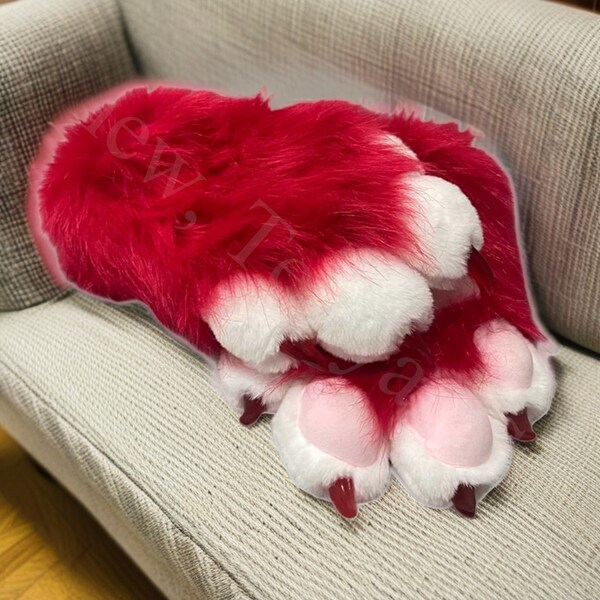 Cat Paw Gloves Faux Furry Fox Ears Headband Tail Paw Gloves Set ...