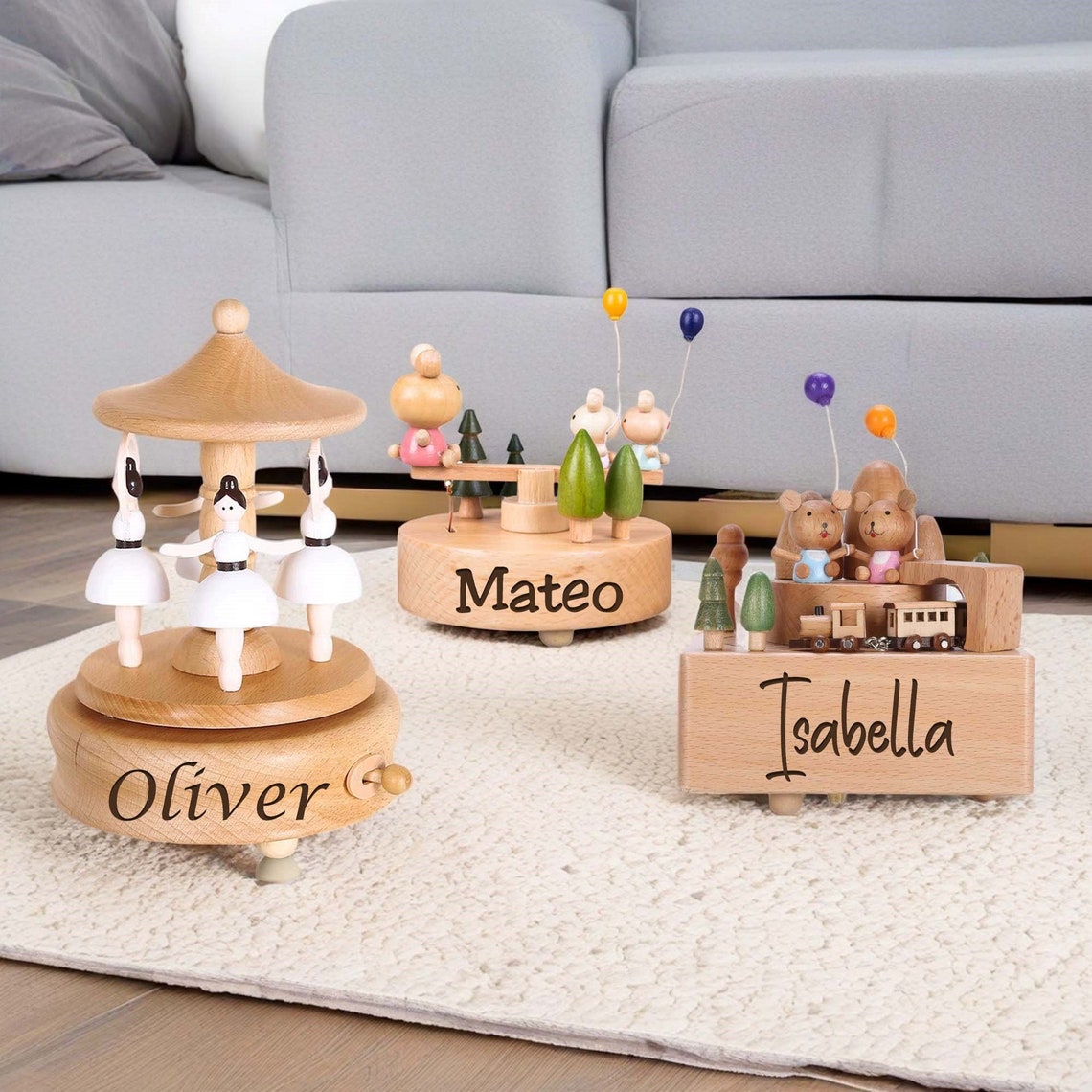 Personalized Name Wooden Music Box, Children's Customized Holiday Gift ...