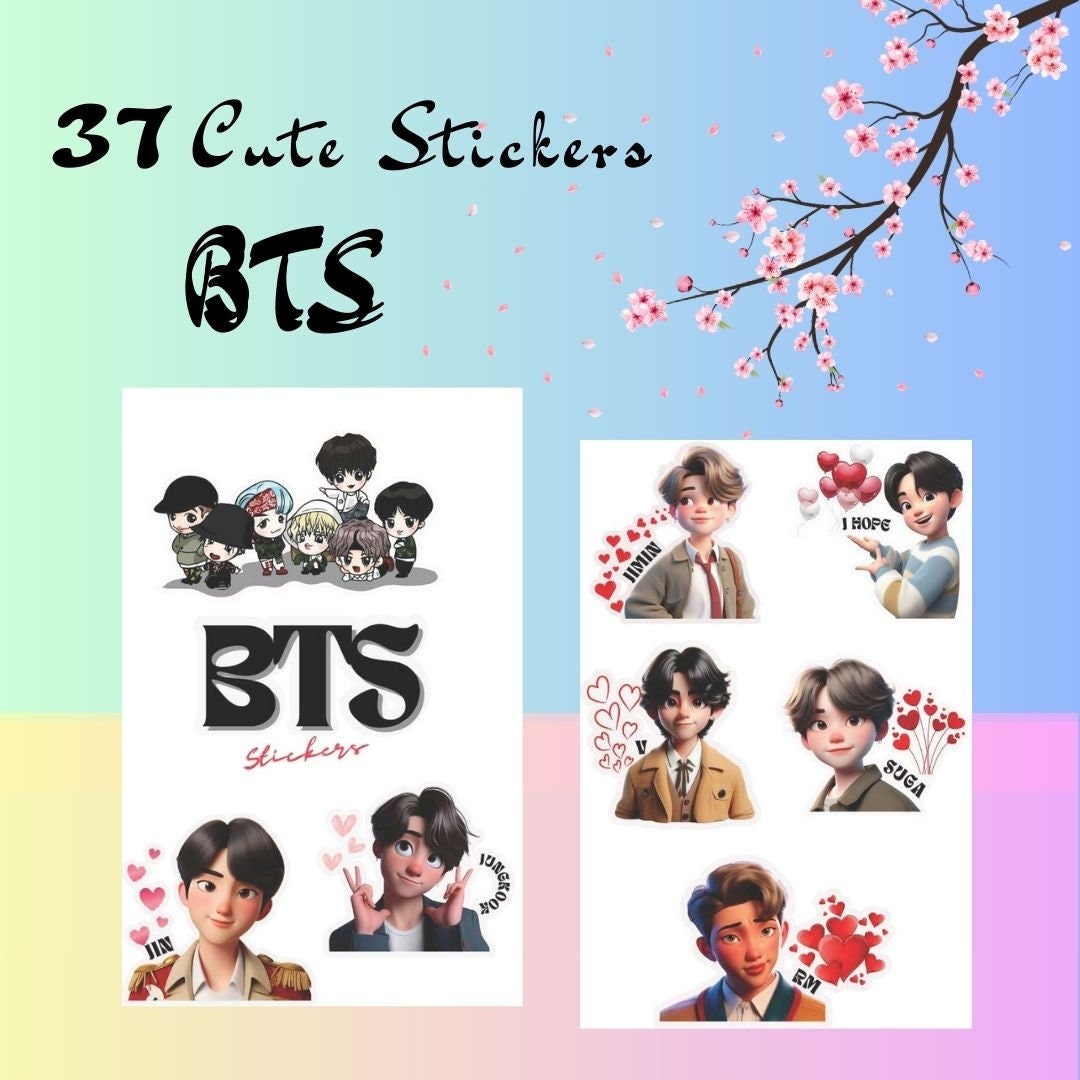 BTS Digital Printable Sticker: 37 BTS Cute Kawaii Planner Stickers for ...