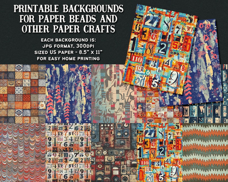 Printable Paper Beads and Craft Backgrounds Set 6 - Etsy
