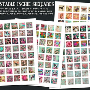 Printable Shabby Chic Inchie Squares for Paper Crafts, Jewelry, Collage ...