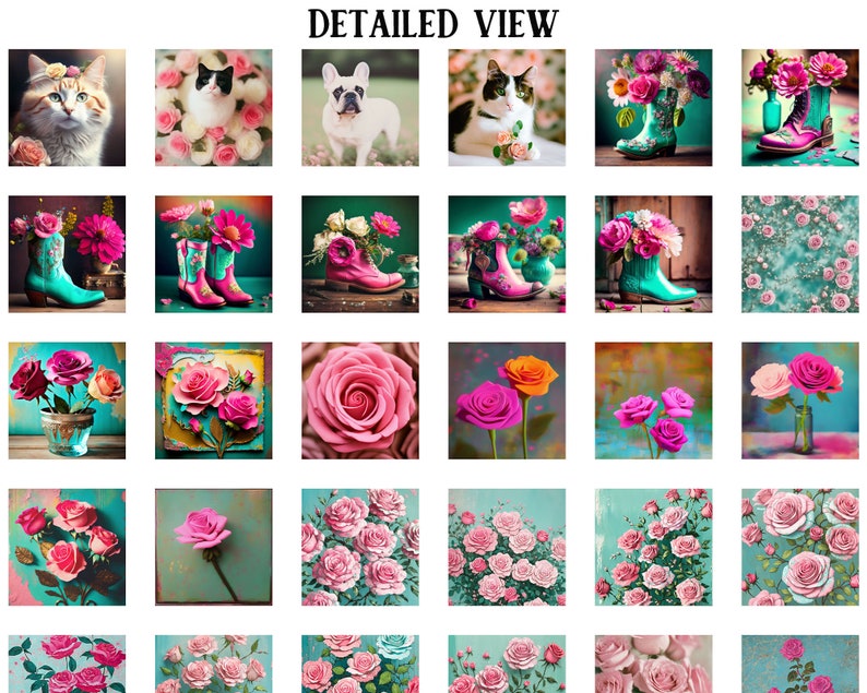 Printable Shabby Chic Inchie Squares for Paper Crafts, Jewelry, Collage ...