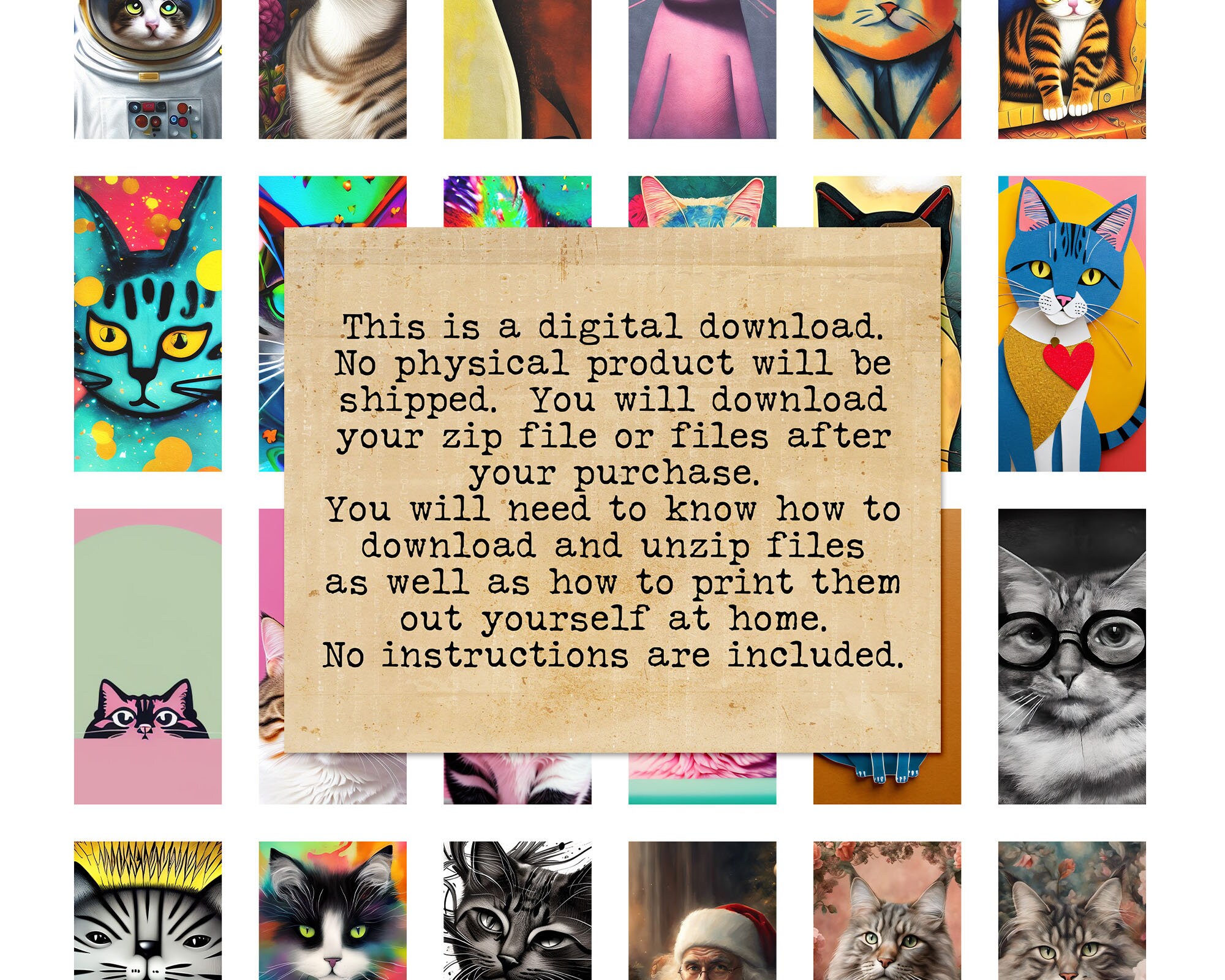 Digital Printable Cat Tile Sheets for Jewelry, Junk Journaling and More ...