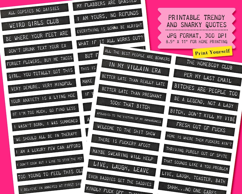 Printable Trendy and Snarky Labels | Journal Clipart | Planner Labels ...