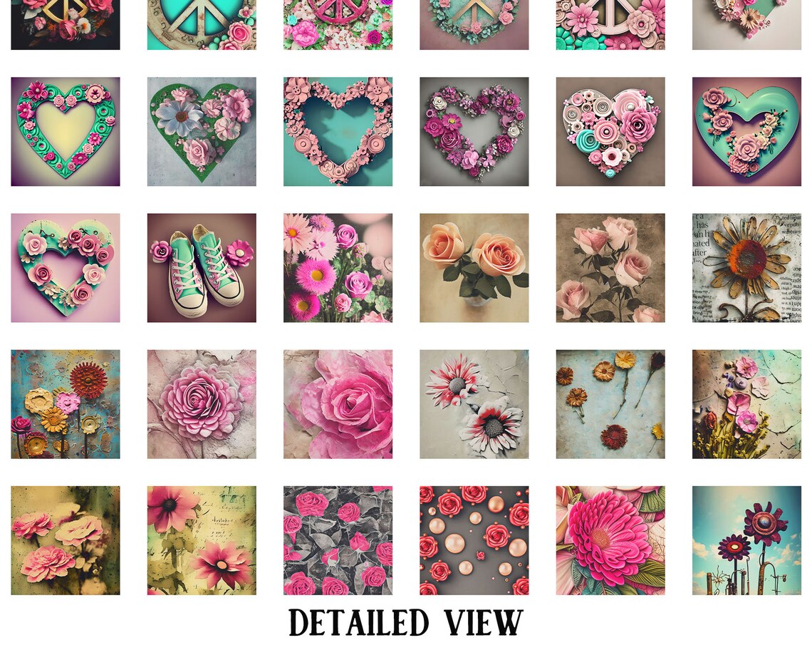 Printable Shabby Chic Inchie Squares for Paper Crafts, Jewelry, Collage ...