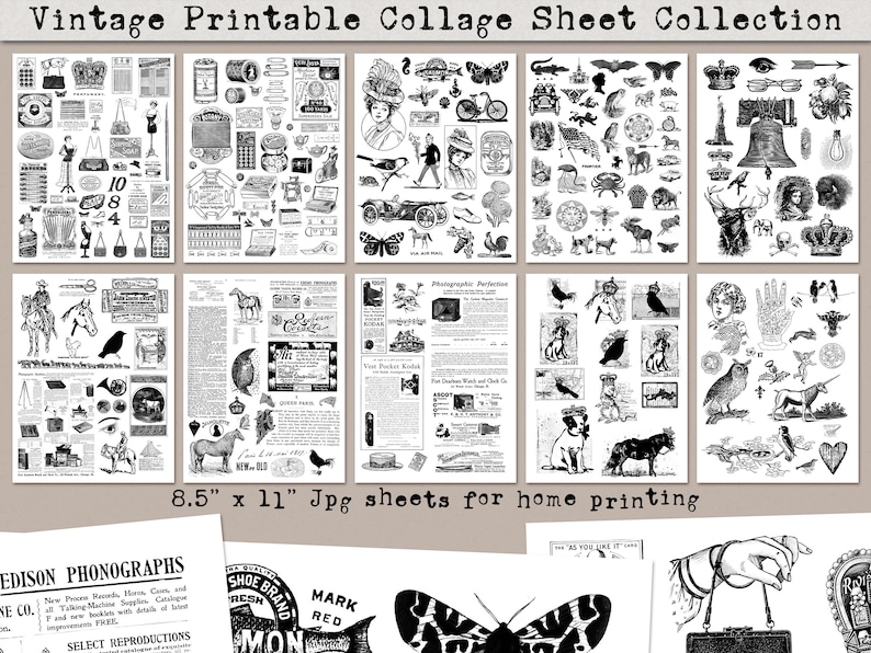 Vintage Printable Digital Collage Sheet Jpg Collection - Etsy