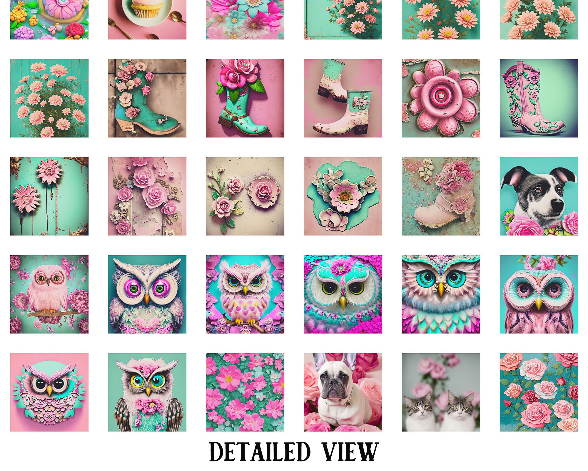 Printable Shabby Chic Inchie Squares for Paper Crafts, Jewelry, Collage ...