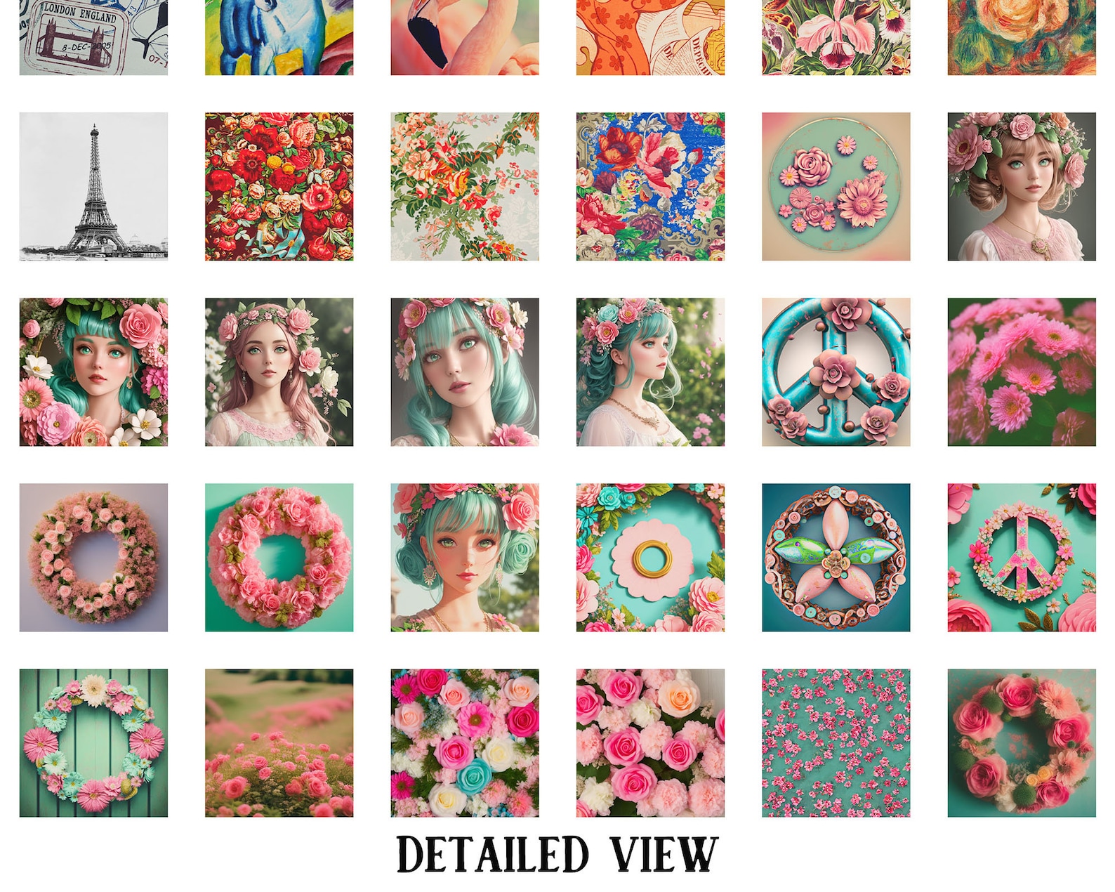 Printable Shabby Chic Inchie Squares for Paper Crafts, Jewelry, Collage ...