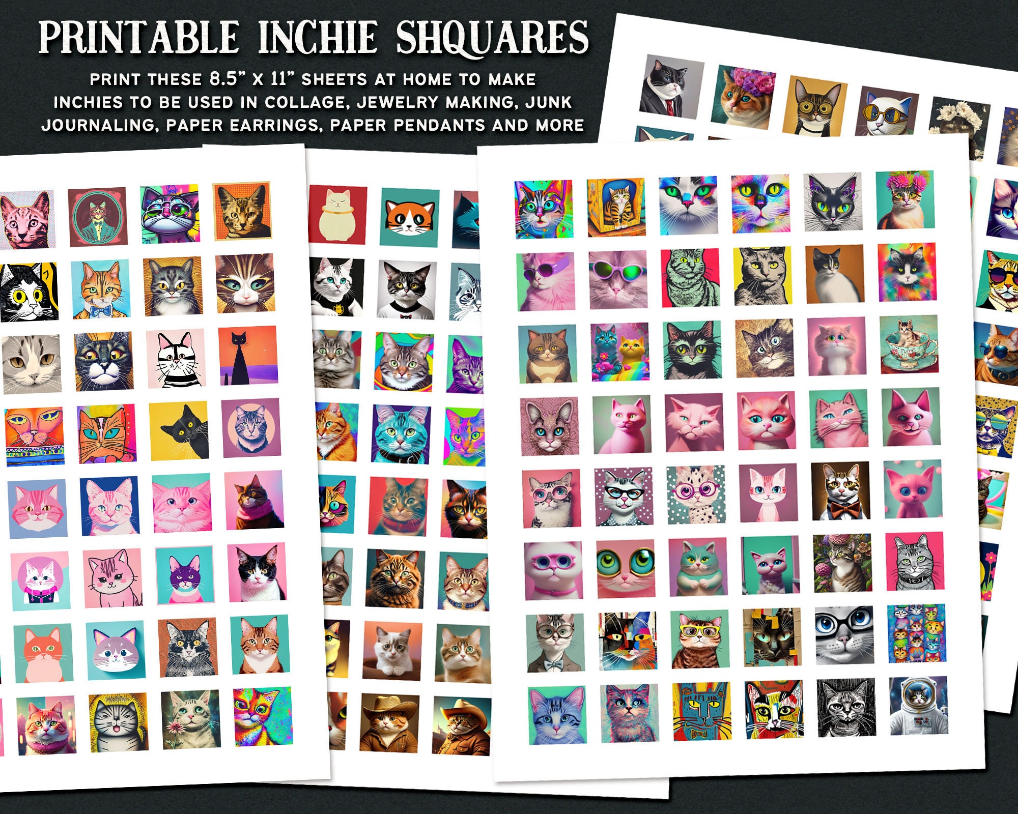 Printable Cat Inchie Sheets for Paper Crafts - Etsy