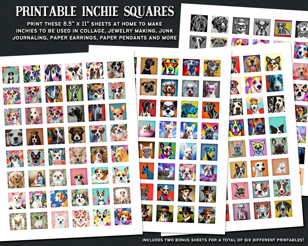 Printable Dog Inchie Sheets for Paper Crafts - Etsy