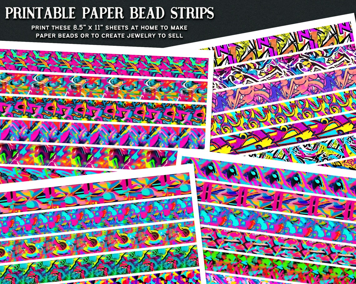 Printable Paper Bead Strips Graffiti Designs - Etsy