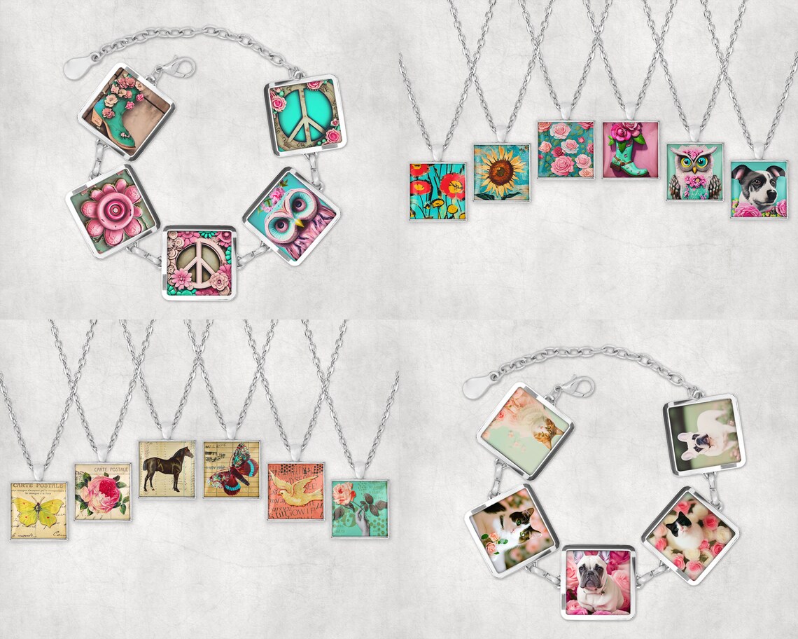 Printable Shabby Chic Inchie Squares for Paper Crafts, Jewelry, Collage ...