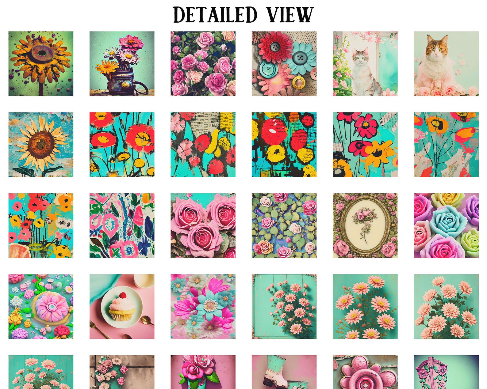 Printable Shabby Chic Inchie Squares for Paper Crafts, Jewelry, Collage ...