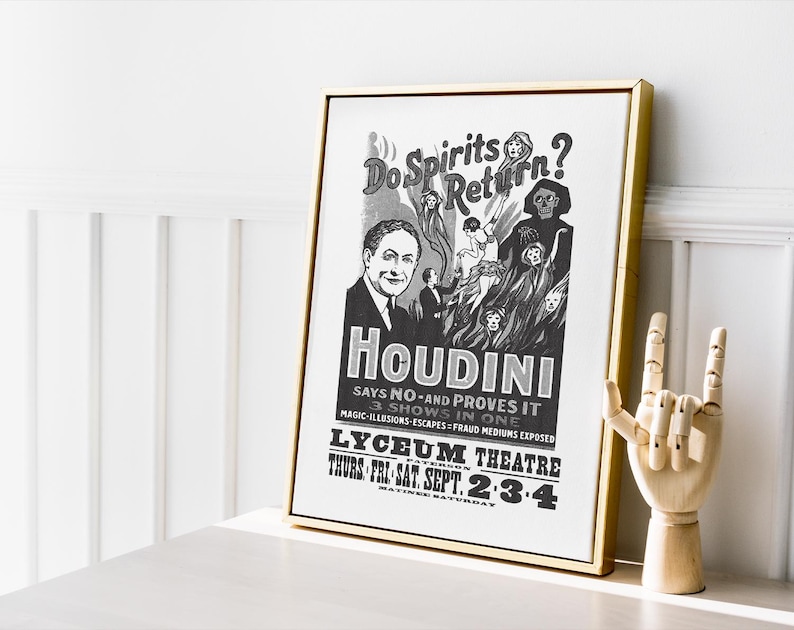 Harry Houdini Vintage Style Digital Printable Magic Wall Art Print - Etsy