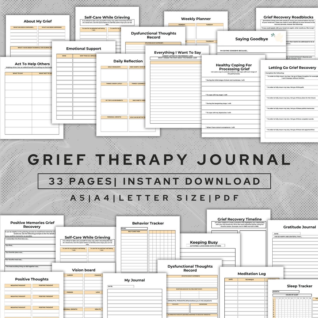 Grief Journal for Healing, Coping Diary, Loss Workbook, Memory Journal ...