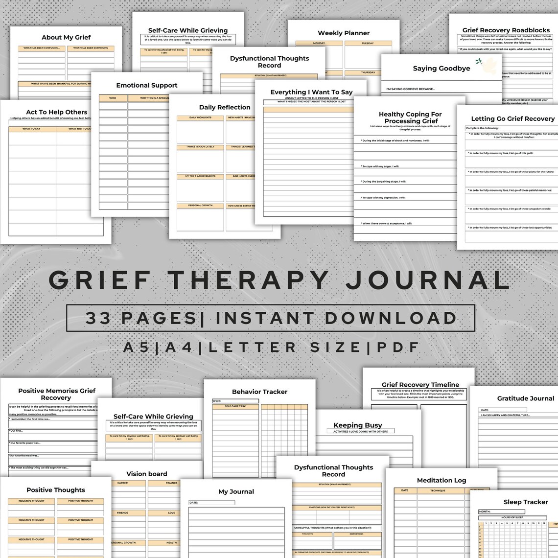 Grief Journal for Healing, Coping Diary, Loss Workbook, Memory Journal ...