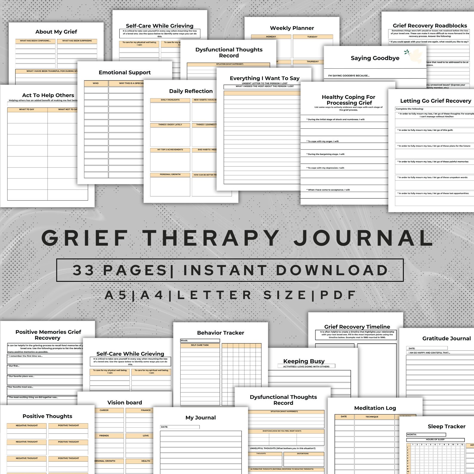 Grief Journal for Healing, Coping Diary, Loss Workbook, Memory Journal ...