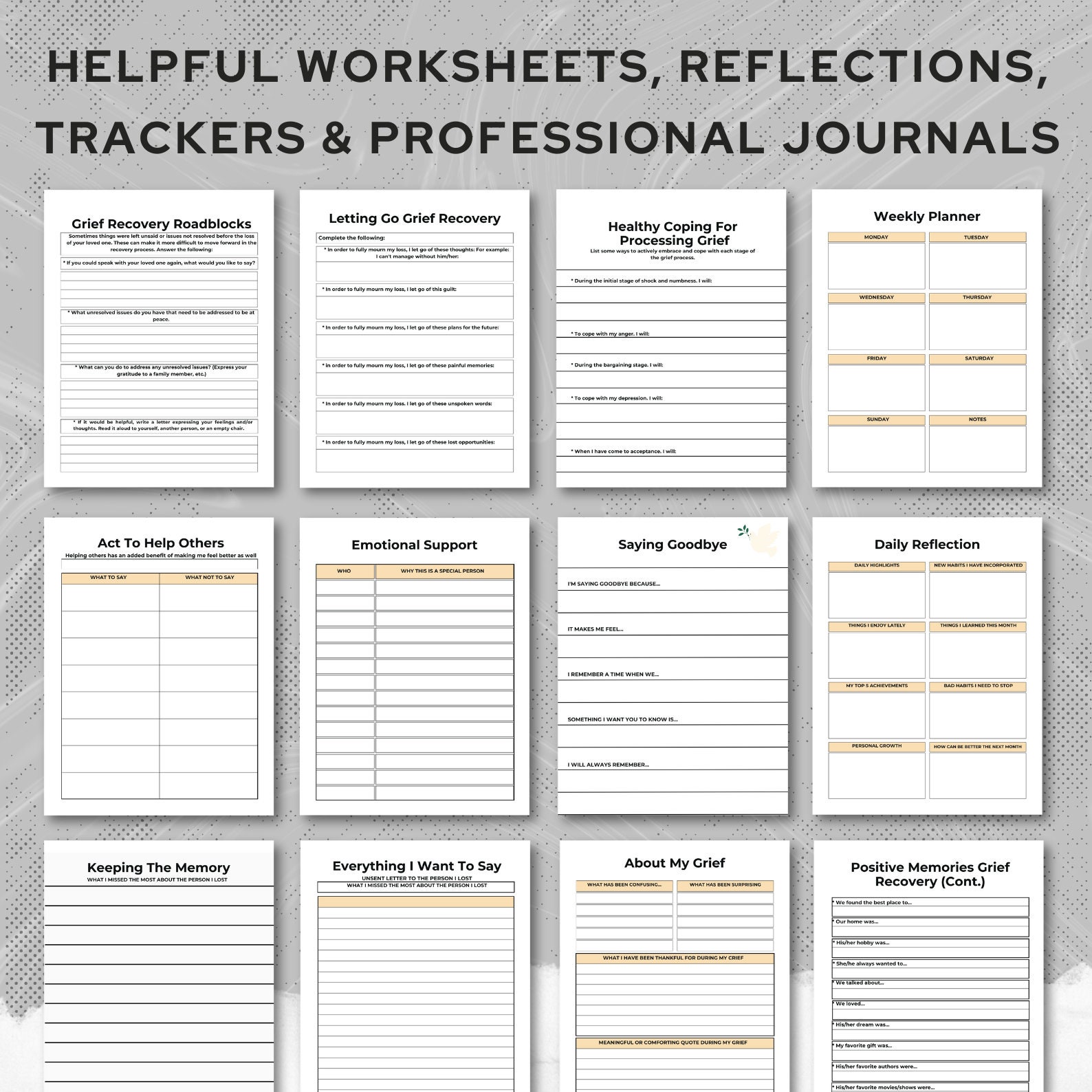 Grief Journal for Healing, Coping Diary, Loss Workbook, Memory Journal ...