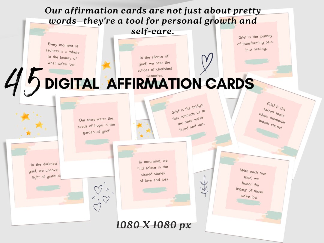 Grief Affirmation Cards, Healing Cards, Comfort Cards, Therapy Cards - Etsy