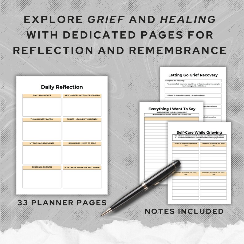 Grief Journal for Healing, Coping Diary, Loss Workbook, Memory Journal ...