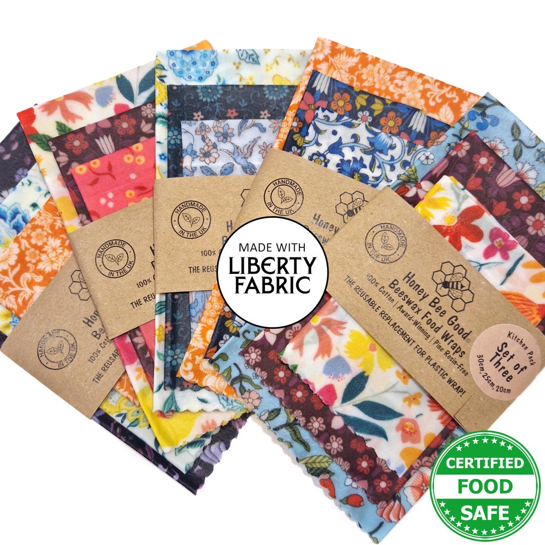 Liberty Fabric Beeswax Food Wraps | Certified Food Safe, Set of 3 - Etsy