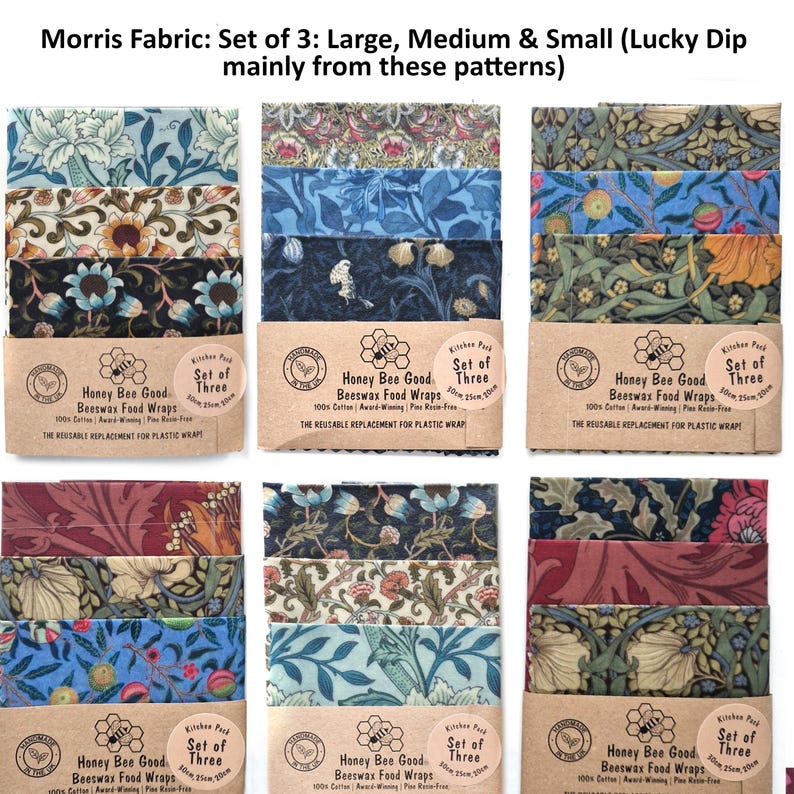 Liberty Fabric Beeswax Food Wraps | Certified Food Safe, Set of 3 - Etsy